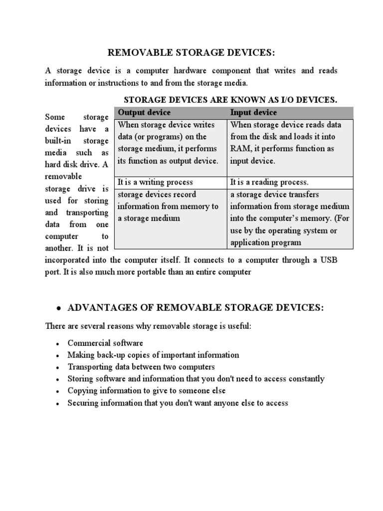 Removable Storage Devices | PDF | Compact Disc | Computer Data Storage
