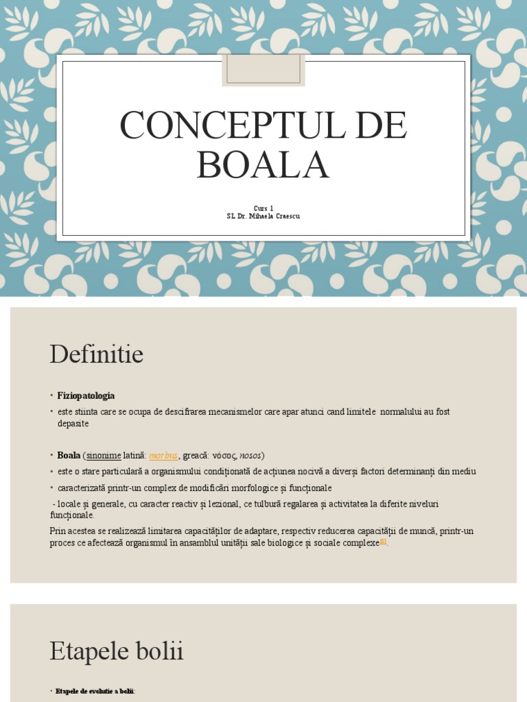 Curs 1 Conceptul de Boala | PDF