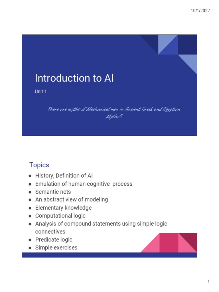 Unit 1 - Introduction To AI | PDF | Artificial Intelligence ... Unit 1 - Introduction To AI | PDF | Artificial Intelligence ...