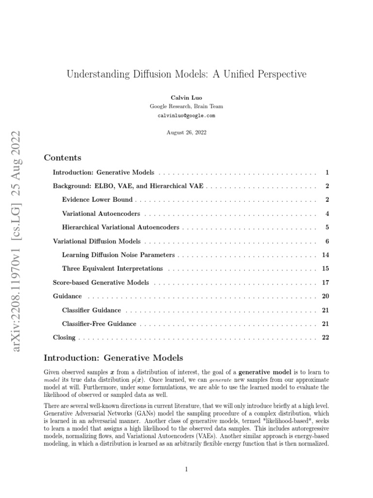 Understanding Diffusion Models: A Unified Perspective | PDF | Normal ...