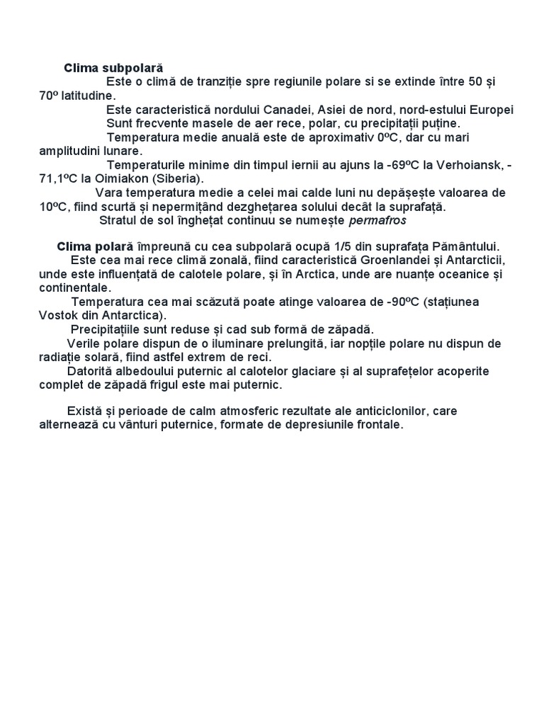 Clima Polara Si Subpolara | PDF