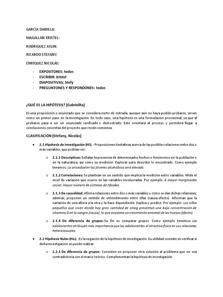 Hipotesis - Exposición | PDF | Hipótesis | Science