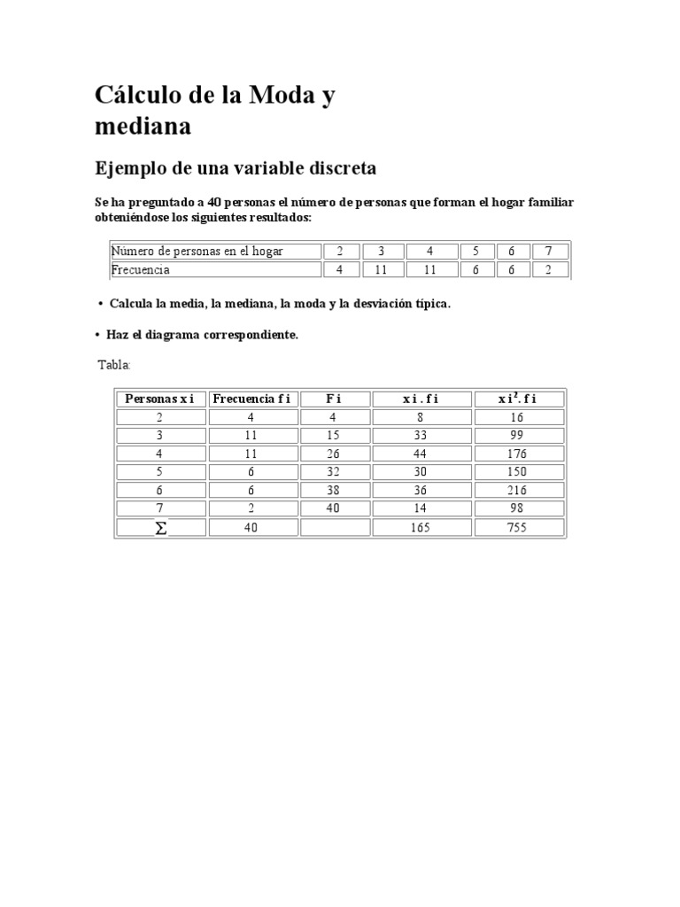 Cálculo de La Moda y Mediana | PDF | Mediana | Estadísticas descriptivas