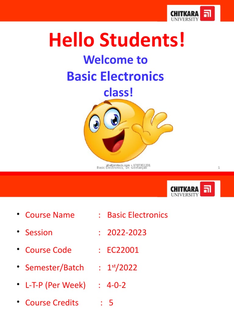 Introduction To Electronics, Familiarization With Basic Electronic Components and Measuring ...