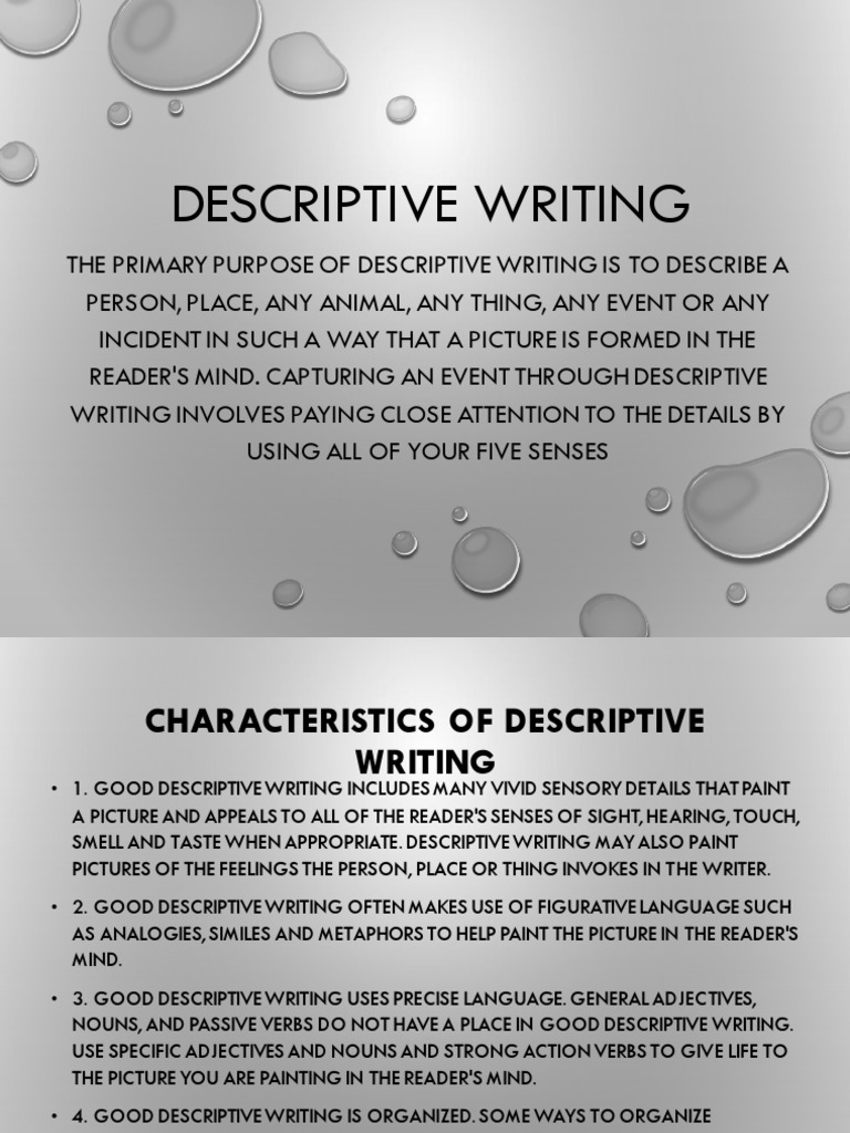 Descriptive Writing | PDF | Metaphor | Anthropomorphism