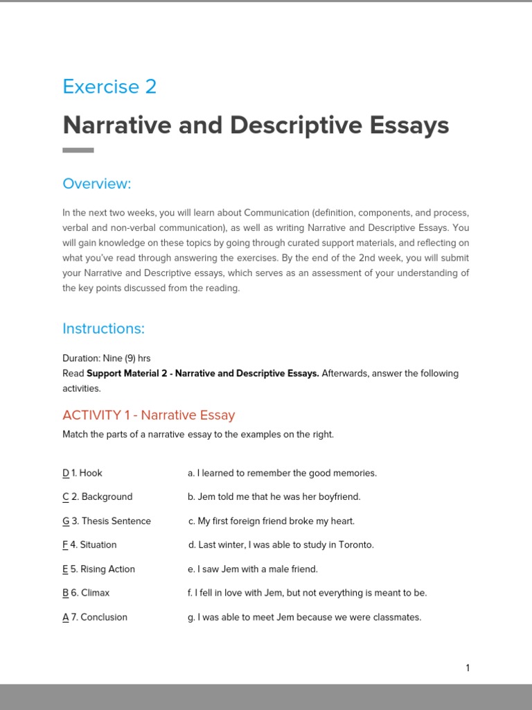 John Kenneth Martin - AC - Exercise 2 - Narrative and Descriptive ...