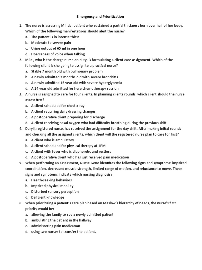 Emergency And Prioritization Pdf Nursing Emergency Department