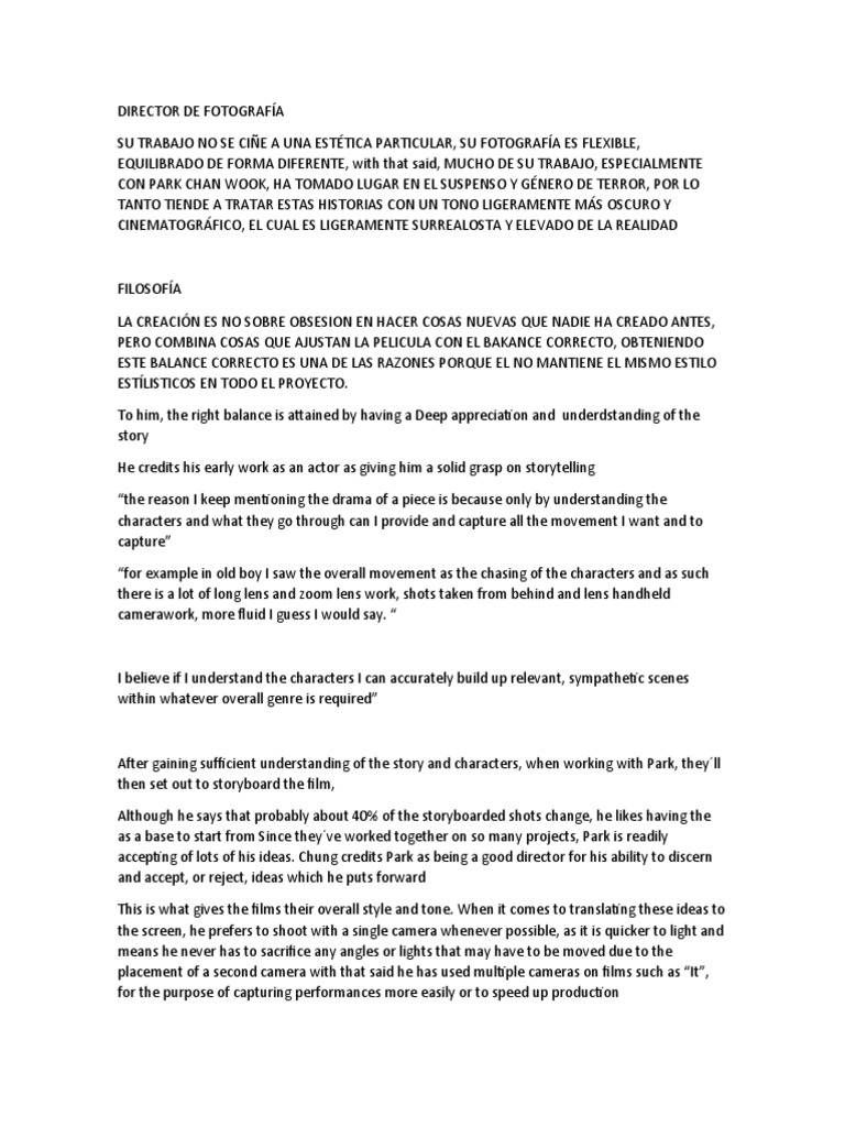 DIRECTOR DE FOTOGRAFÍA - Chung Hoon CHung | PDF | Optical Devices ...