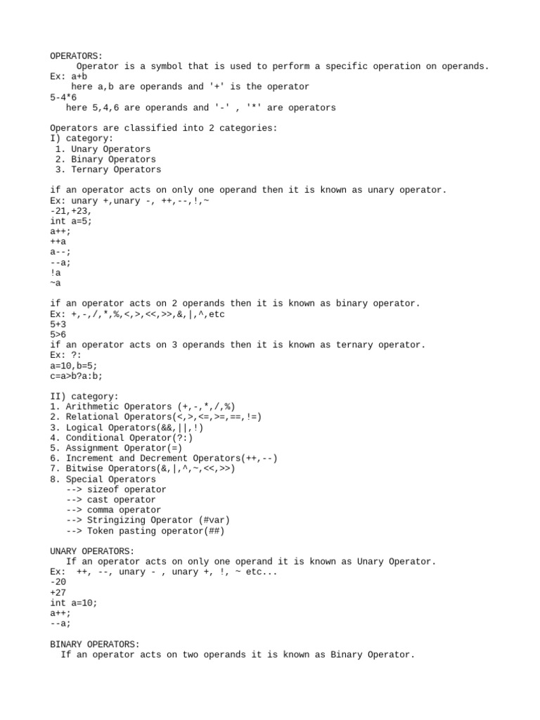 Operators | PDF | Computer Programming | Mathematics Operators | PDF | Computer Programming | Mathematics