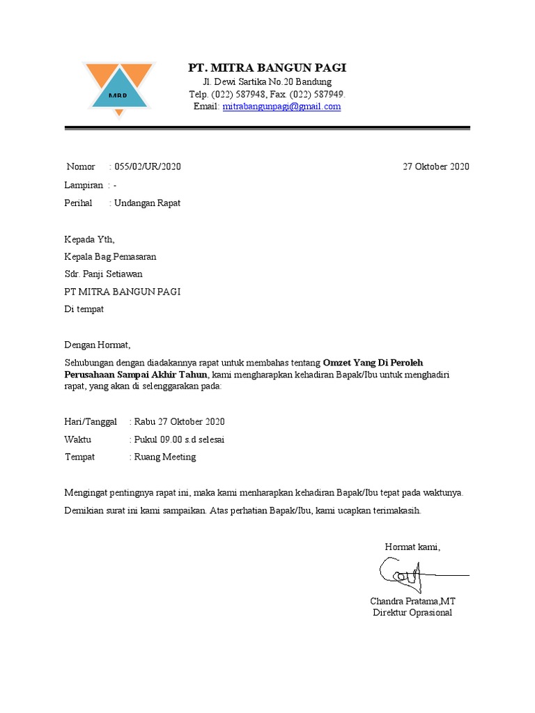 Surat Undangan Rapat | PDF