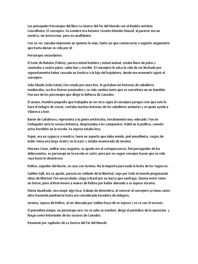 Resumen Del Fin Del Mundo | PDF