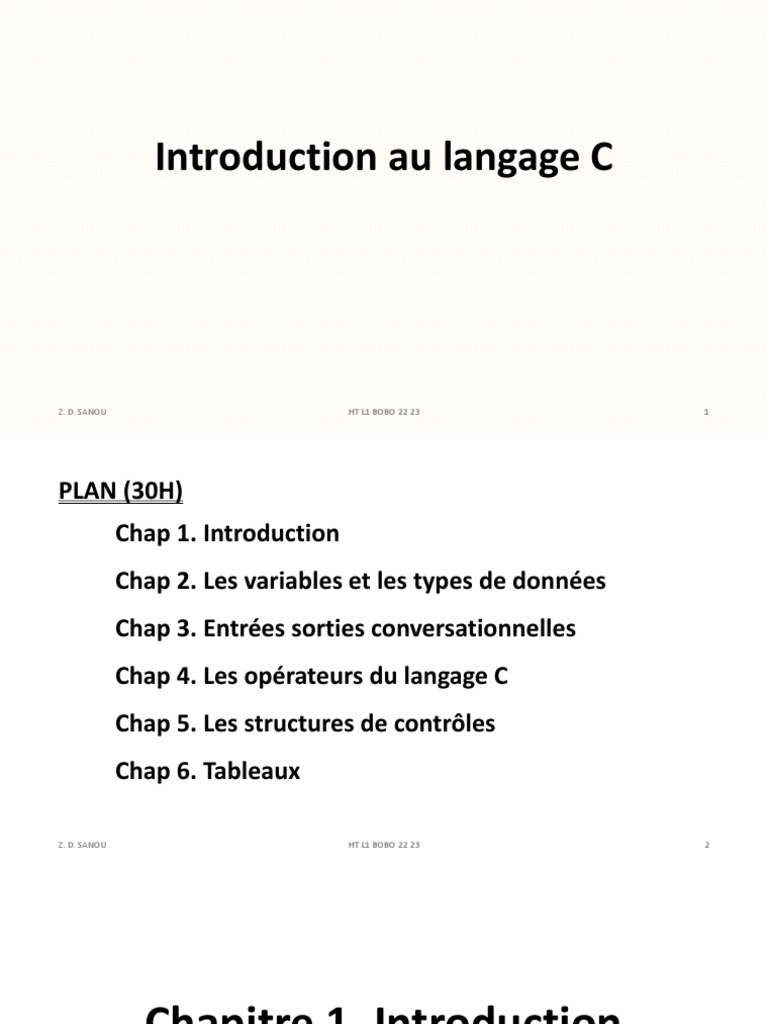 Introduction au langage de programmation C | PDF | C (Langage de ...