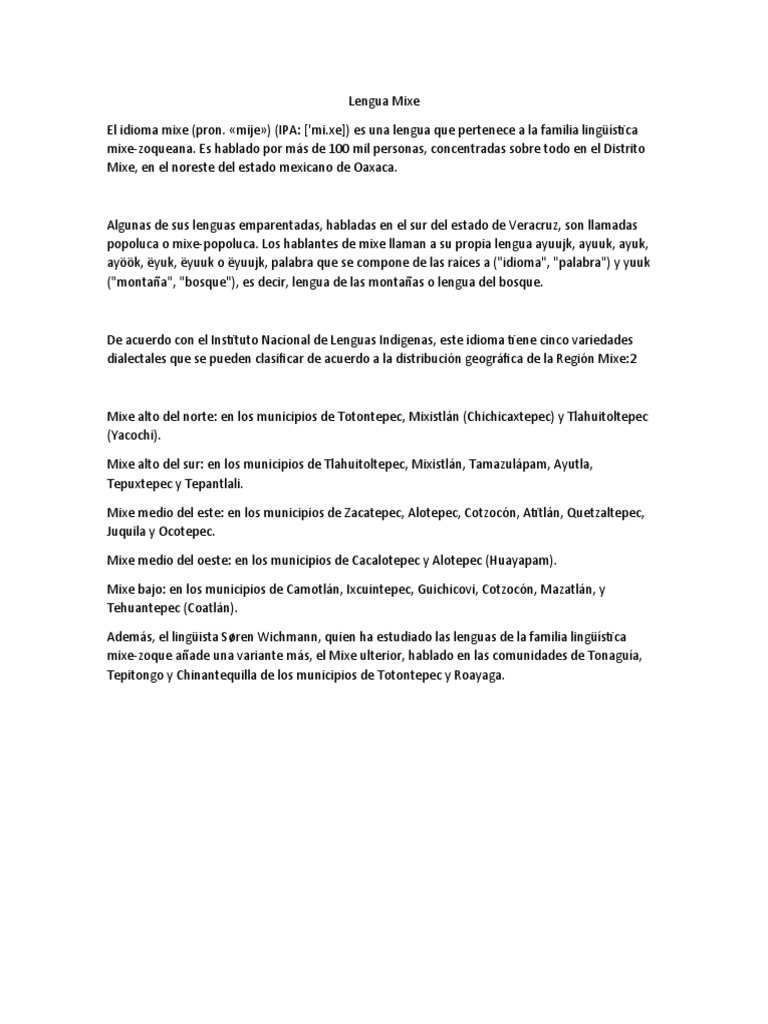 Lengua Mixe | PDF