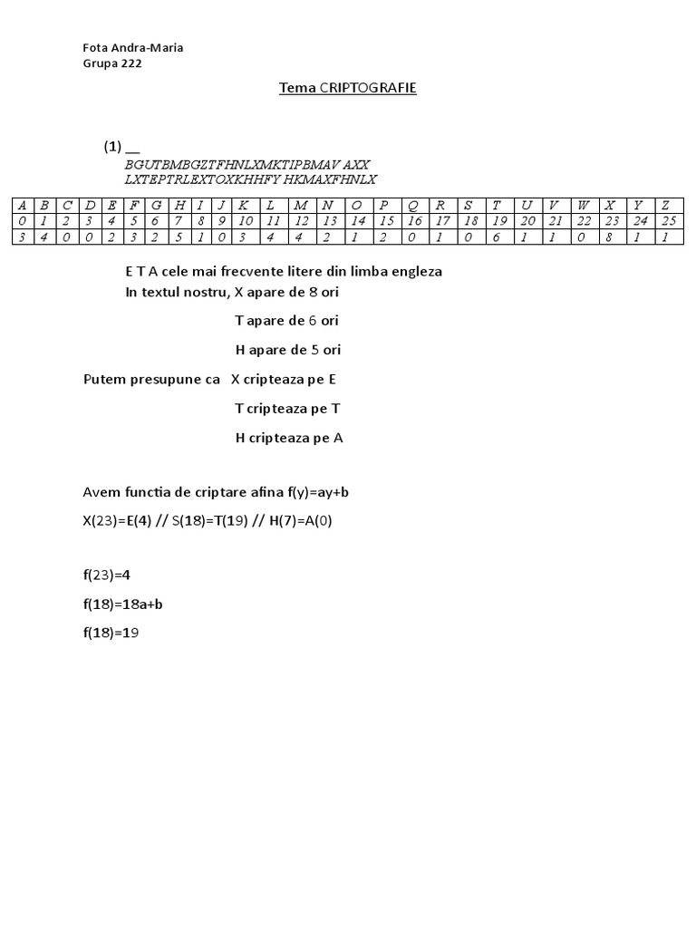 Tema CRIPTOGRAFIE | PDF