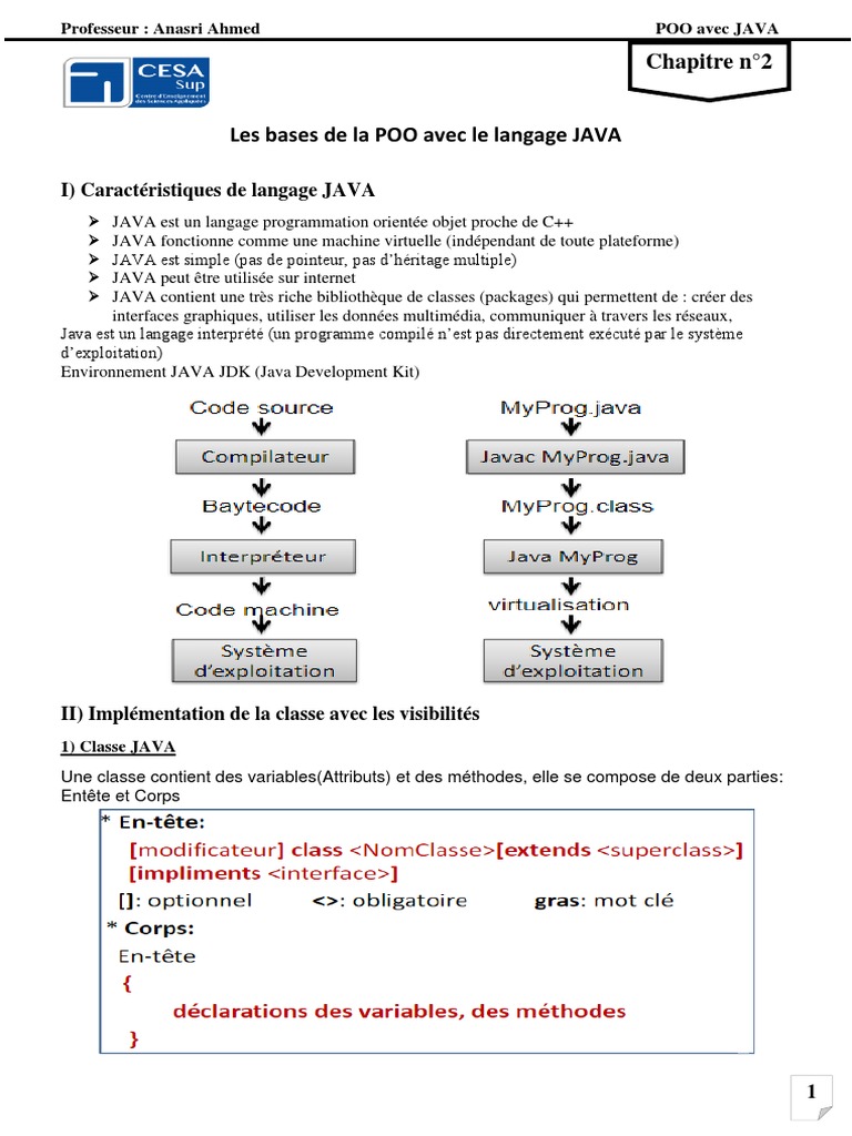 Chapitre n2 POO | PDF | Classe (informatique) | Java (Langage de programmation)