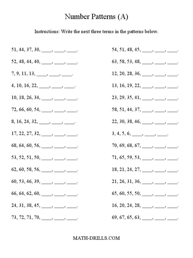 Secuencia números (Number Patterns) | PDF