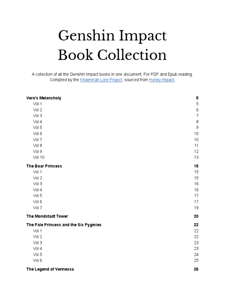Genshin Impact Book Collection PDF | PDF