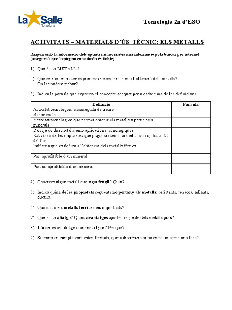 Activitat 4 Els Materials | PDF