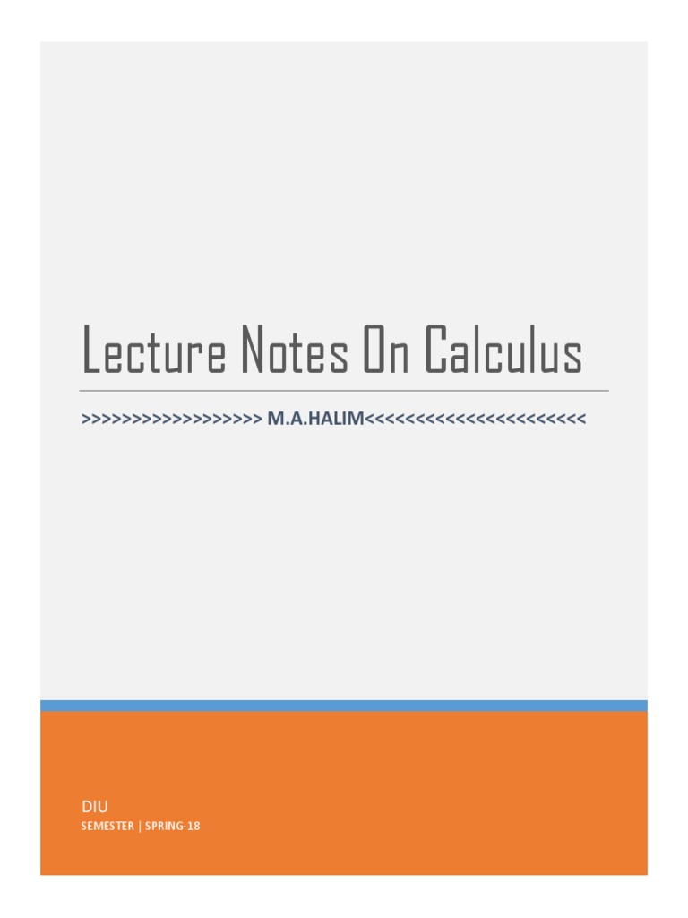 Lecture Note On Calculus | PDF | Function (Mathematics) | Variable ... Lecture Note On Calculus | PDF | Function (Mathematics) | Variable ...