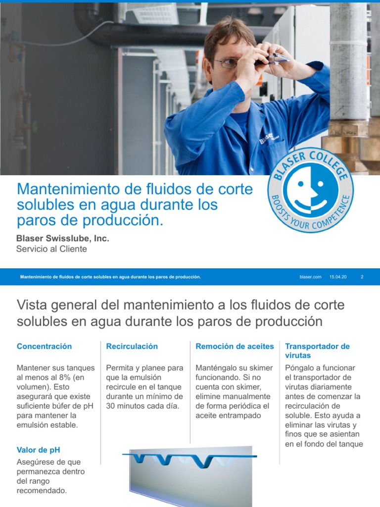 Blaser College Water Miscible Coolants Maintenance During Production ...