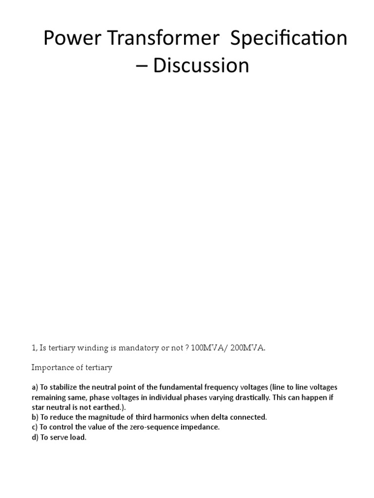 Power Transformer Specification – Discussion | PDF | Transformer ...