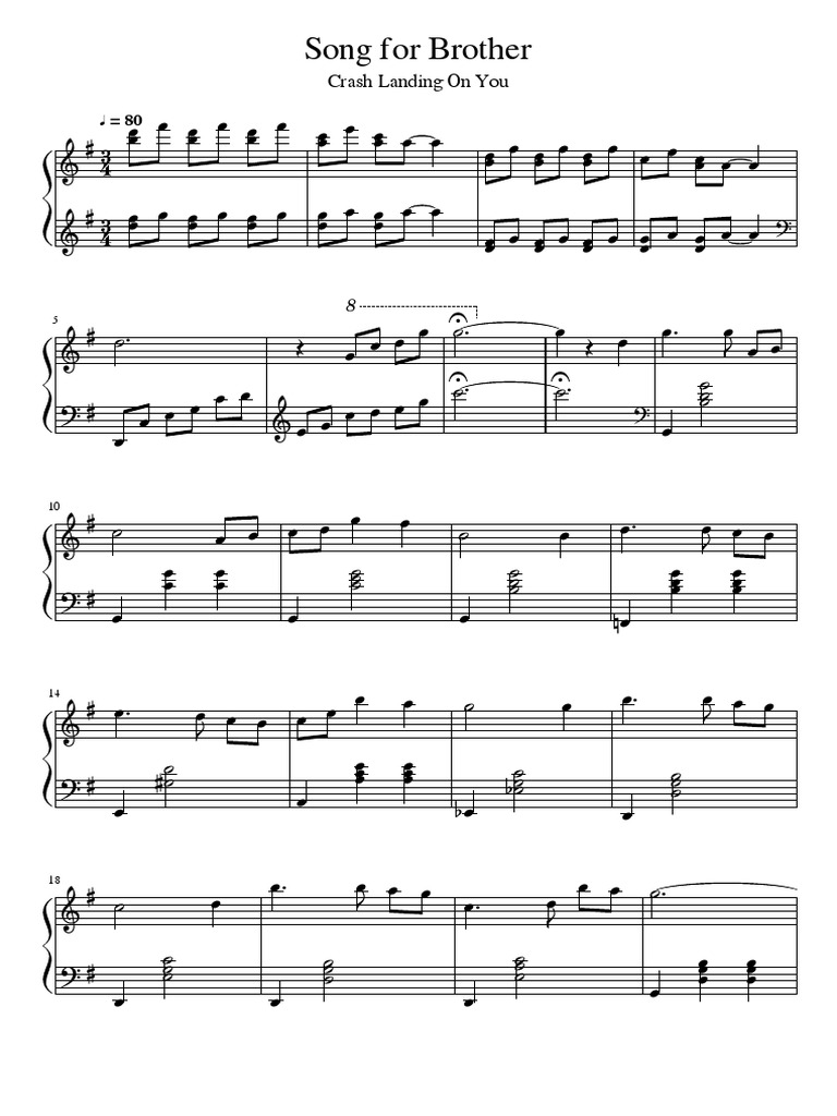 Song For Brother Piano Sheet | PDF