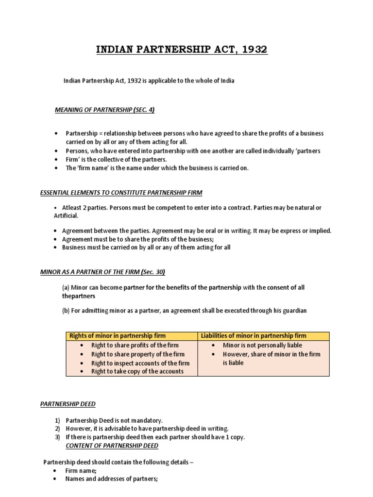 Indian Partnership Act | PDF | Partnership | Legal Concepts