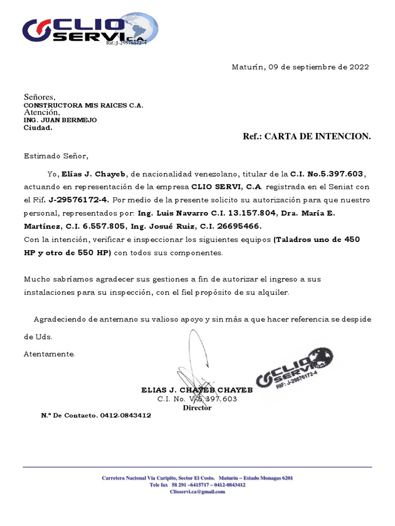 CARTA DE SOLICITUD DE INSPECCION | PDF