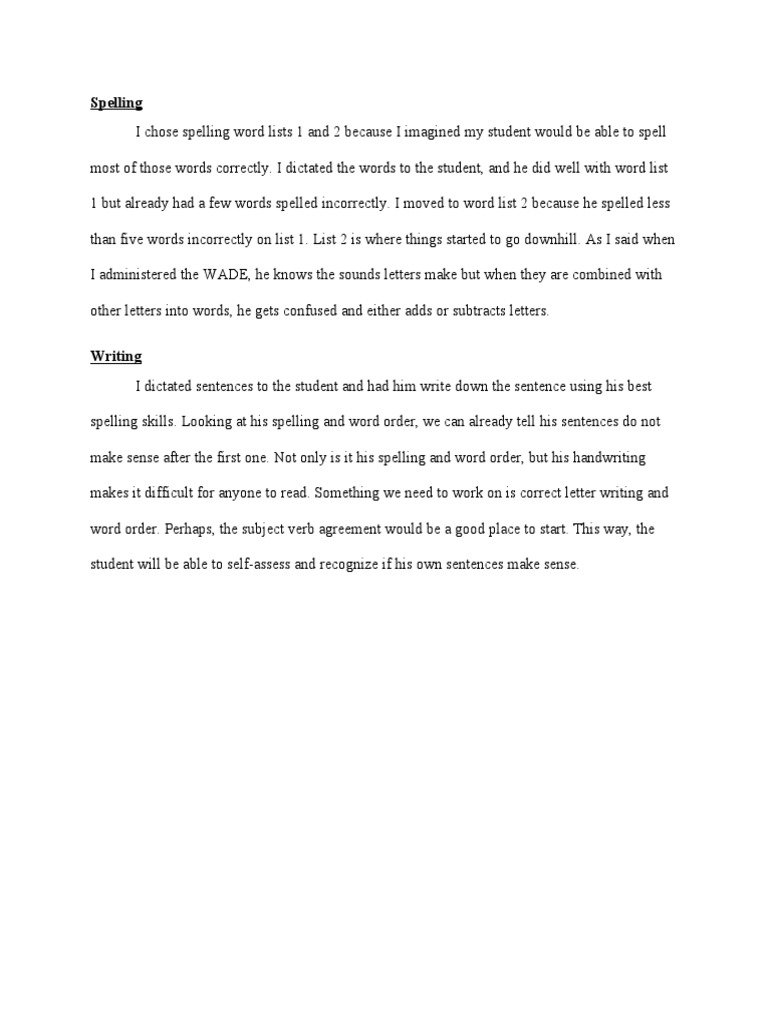 Spelling and Writing Write Up | PDF