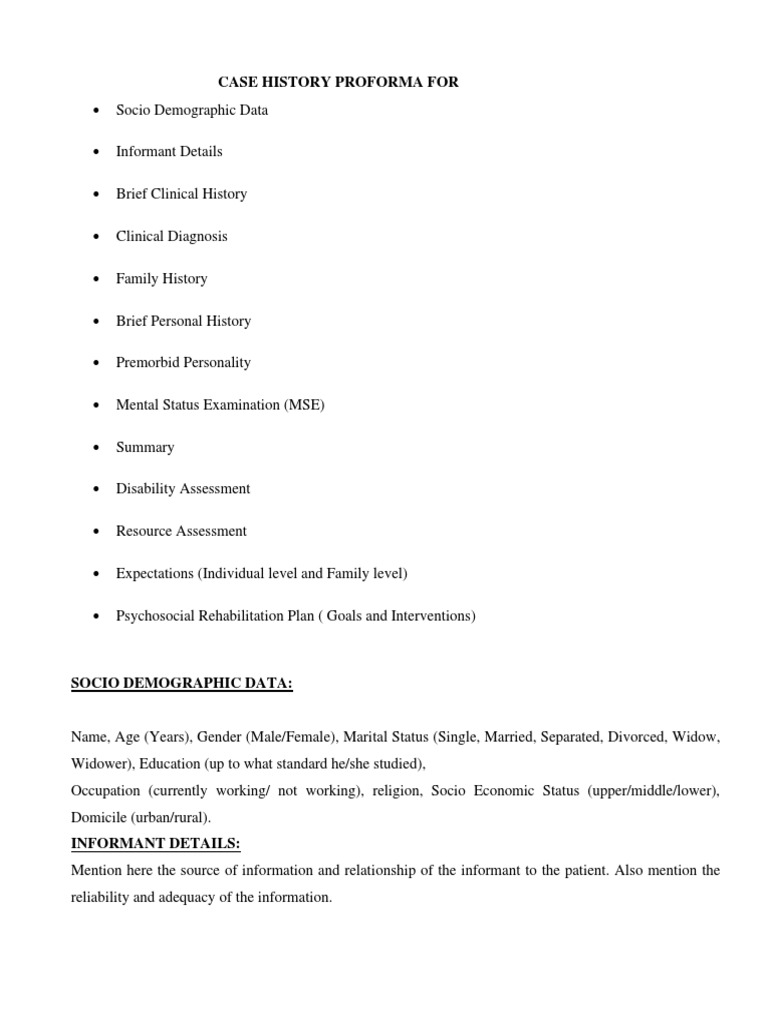 Comprehensive Mental Health Case History | PDF | Family | Hallucination