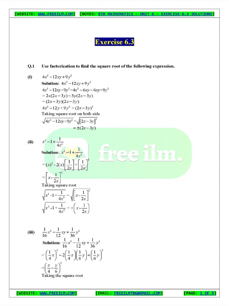 9th Math, CH 6, Ex 6.3 | PDF