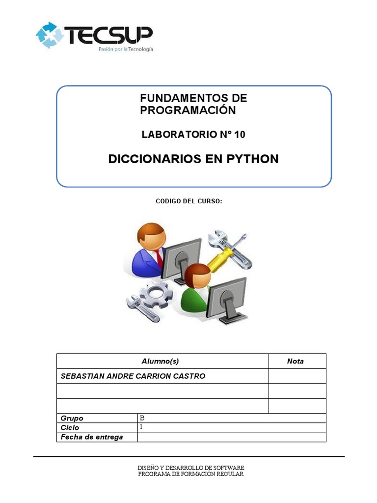 Lab 10 - DICCIONARIOS | PDF | Python (lenguaje de programación) | Laboratorios