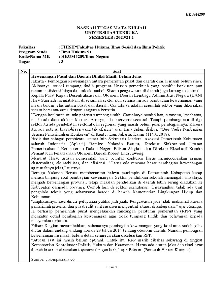 Naskah Hkum4209 Tugas3 | PDF