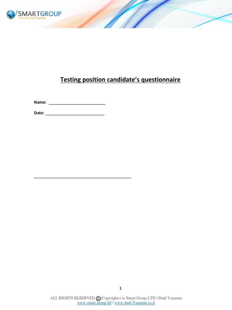 Testing Position Candidates Questionnaire קצר | PDF | Information ...