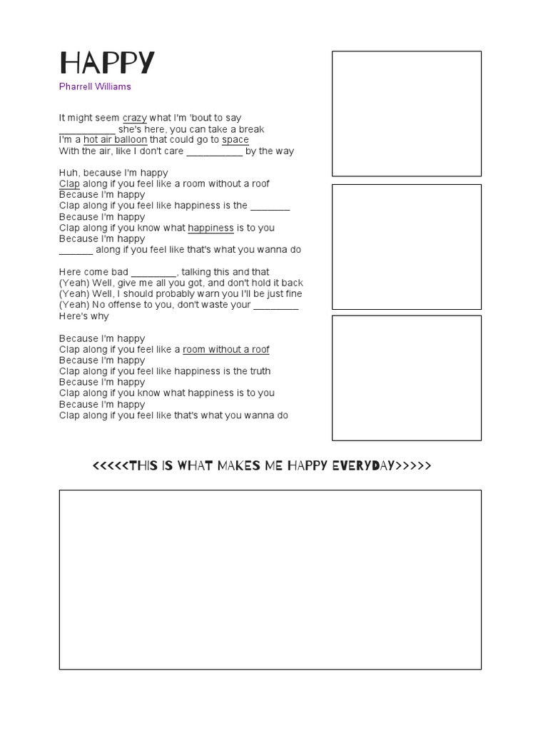 Happy Lyrics Exercise | PDF