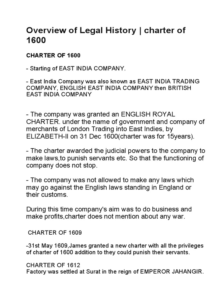Charter of 1600 established East India Company | PDF | East India ...