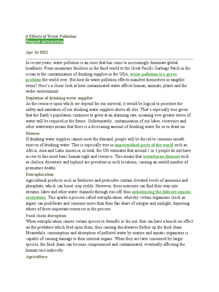 English SBA Artefacts | Download Free PDF | Water Pollution | Water