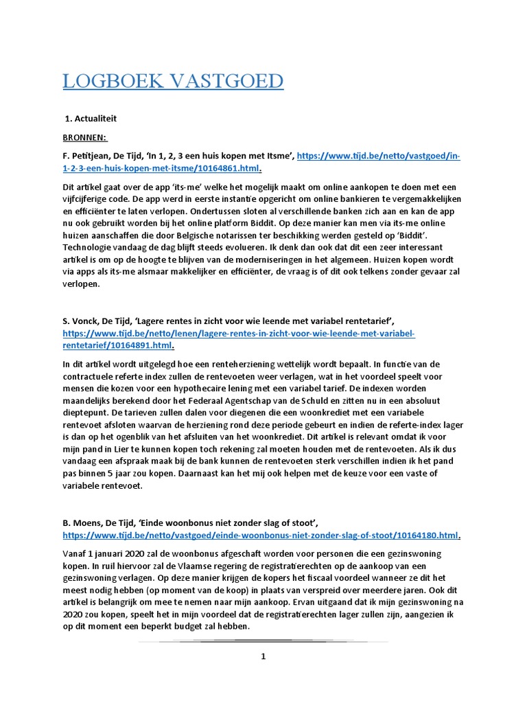 Logboek Vastgoed | PDF