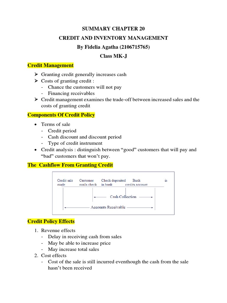 Summary Chapter 20 | PDF | Inventory | Credit