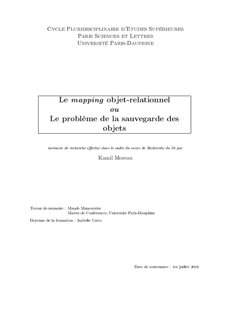 Memoire ORM | PDF | Base de données relationnelle | SQL