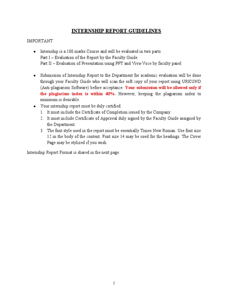 Internship Report Writing Format - Dom | PDF | Academic Degree | Thesis