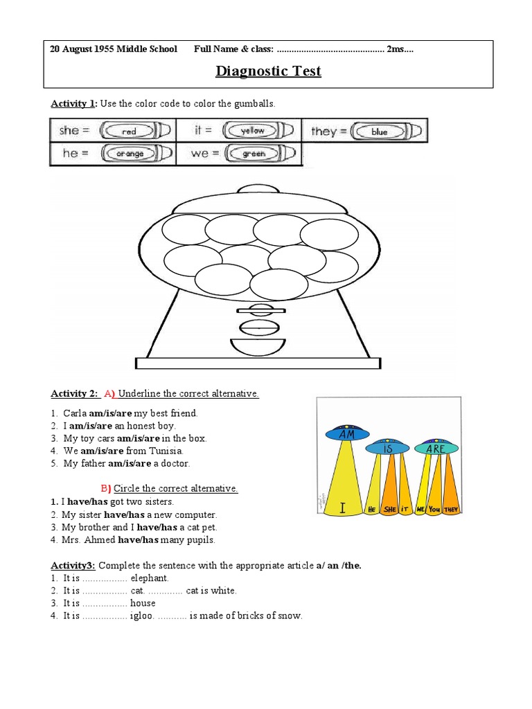 2ms Diagnostic Test | PDF | Games & Activities | Home & Garden