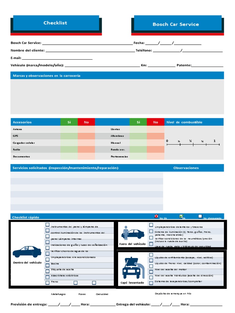 BCS CheckList 2016 ESP | PDF | Vehículos | Bienes manufacturados