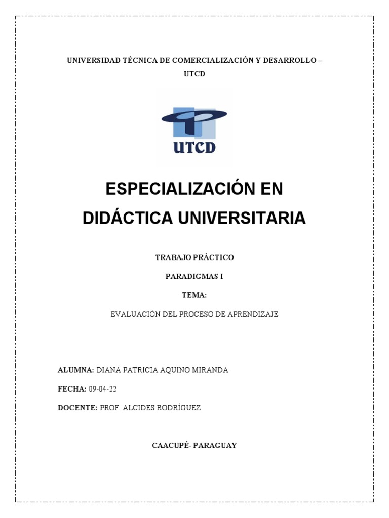 Especialización en Didáctica Universitaria - Utcd | PDF | Evaluación ...