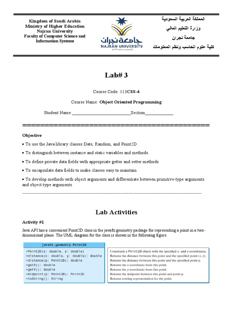 Lab3 Class And Object Pdf Method Computer Programming Class Computer Programming 3758