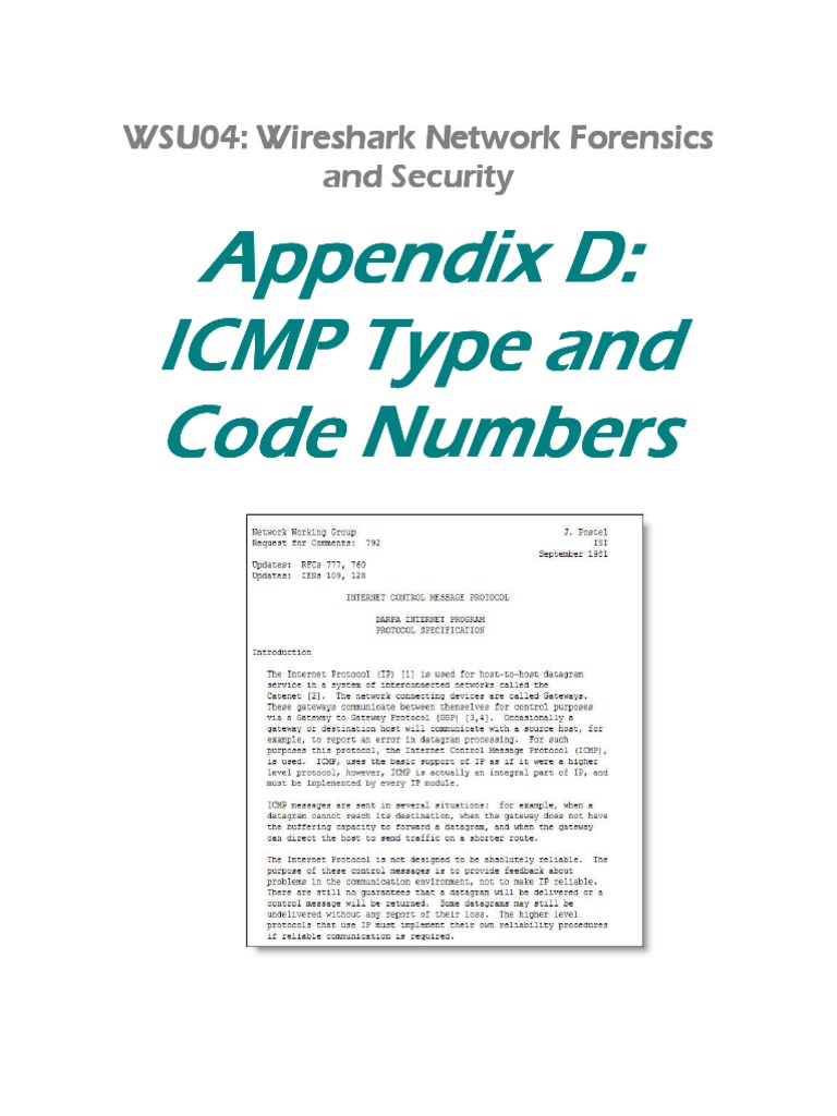 Appendix D - ICMP Type and Code Numbers | PDF | Internet | Computer Science