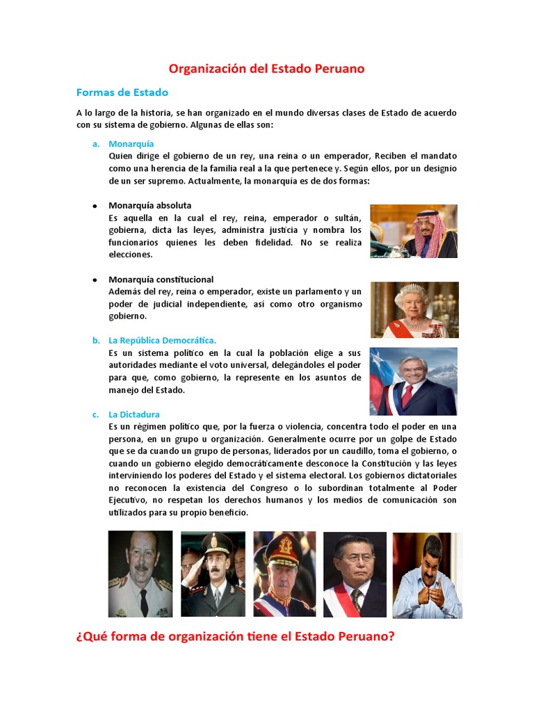 Organización Del Estado Peruano. | PDF | Separación de poderes | Gobierno