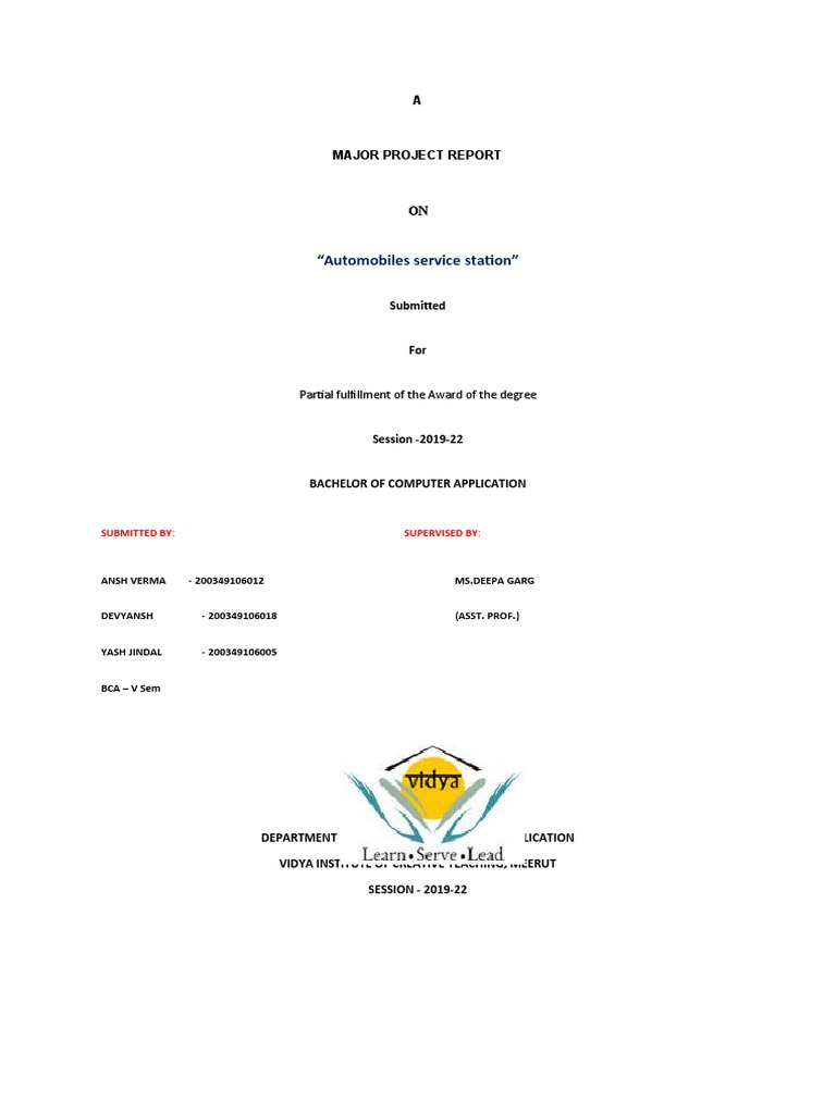 AUTOMOBILE SERVICE STATION Final | PDF | Conceptual Model | Software Development Process