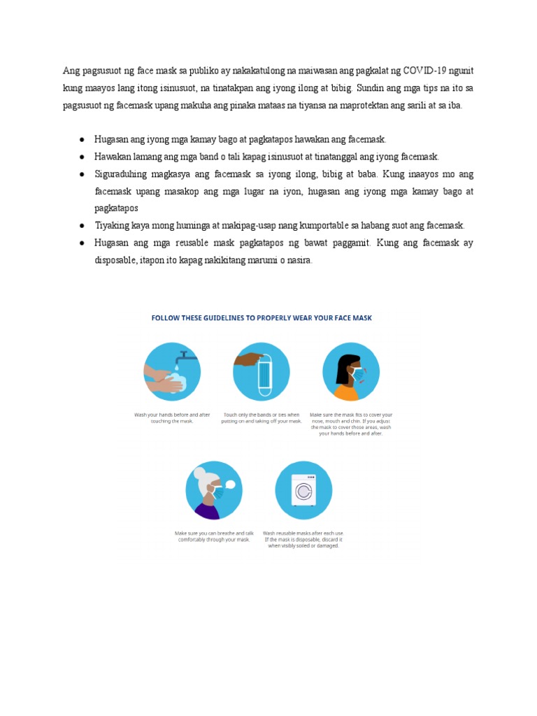 Proper Wearing of Face Mask | PDF