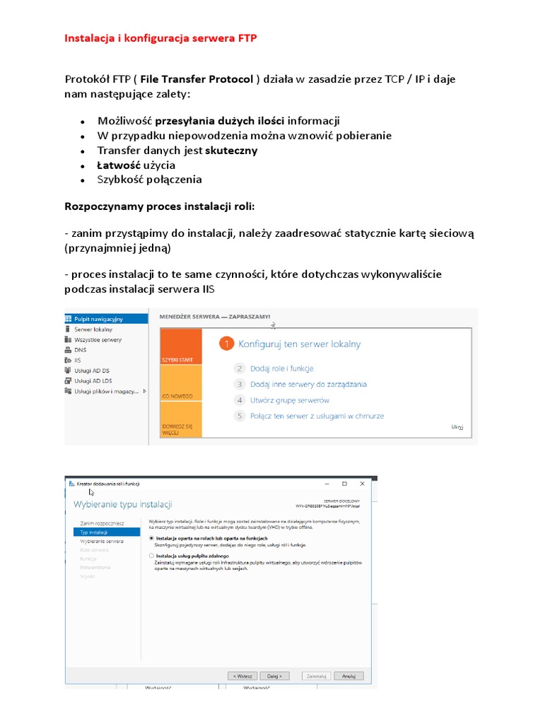 Instalacja I Konfiguracja Serwera FTP | PDF